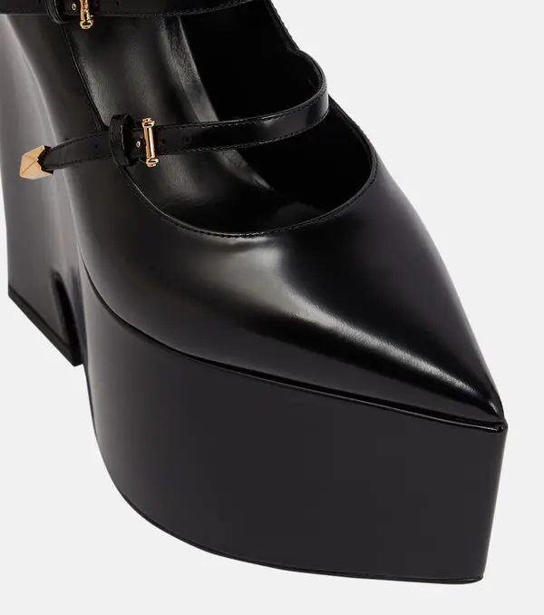 Versace Tempest Leather Platform Pumps - Black