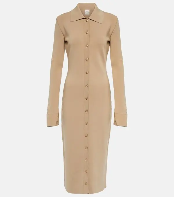 TOD'S Knit Shirt Dress - Beige