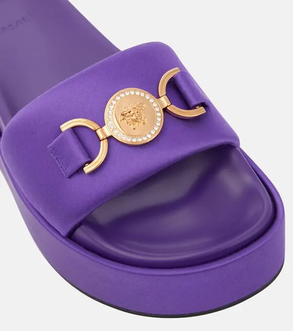 Versace Medusa Biggie Platform Slides In Purple - 30% Off