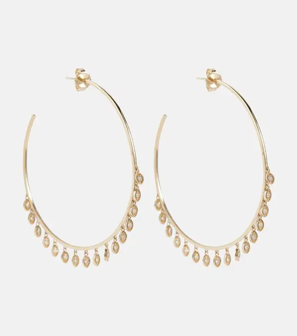 SYDNEY EVAN 14kt Yellow And Diamond Hoop Earrings - Gold