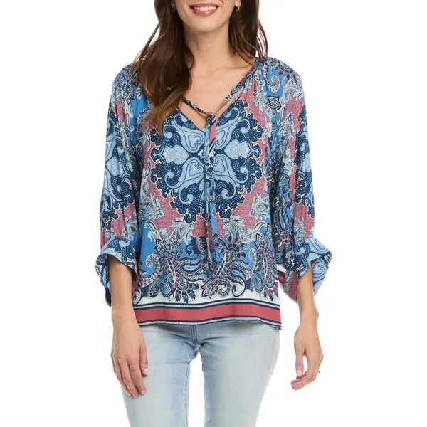 Karen Kane Paisley Ruffle Sleeve Top - Print