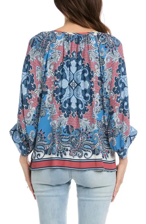 Karen Kane Paisley Ruffle Sleeve Top