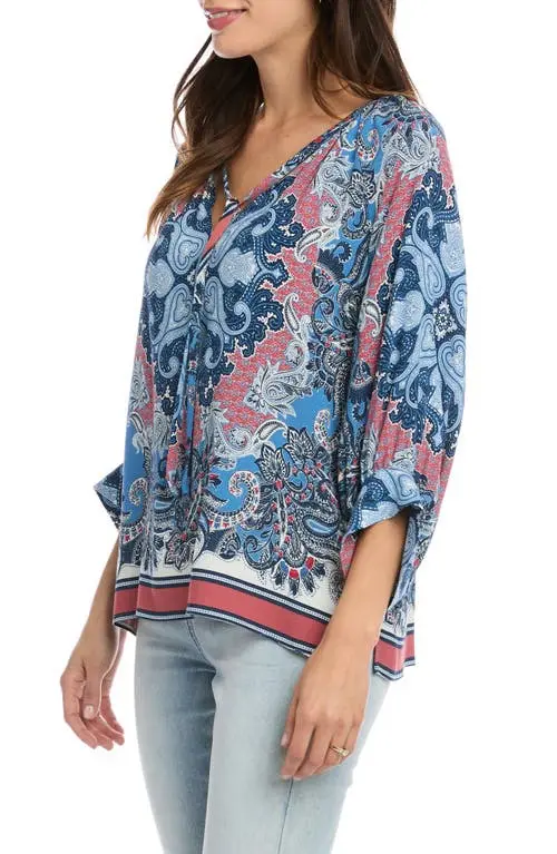 Karen Kane Paisley Ruffle Sleeve Top