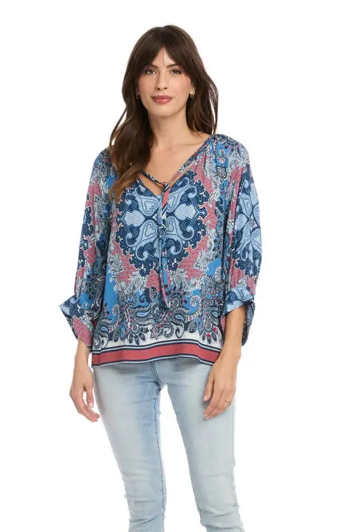 Karen Kane Paisley Ruffle Sleeve Top