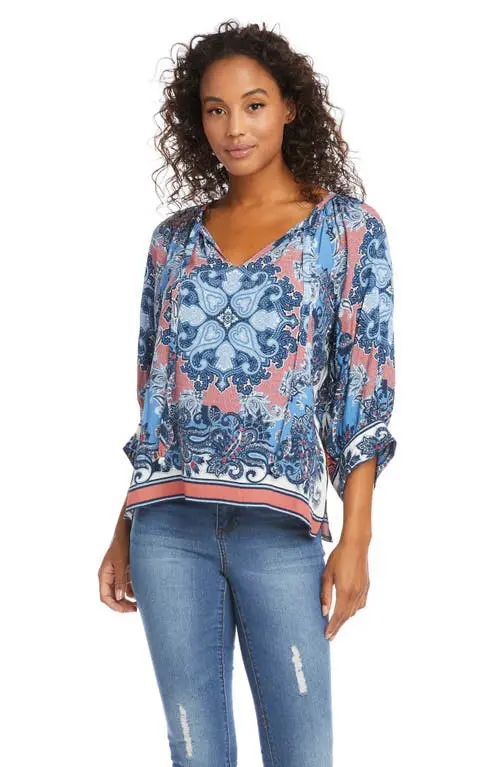 Karen Kane Paisley Ruffle Sleeve Top