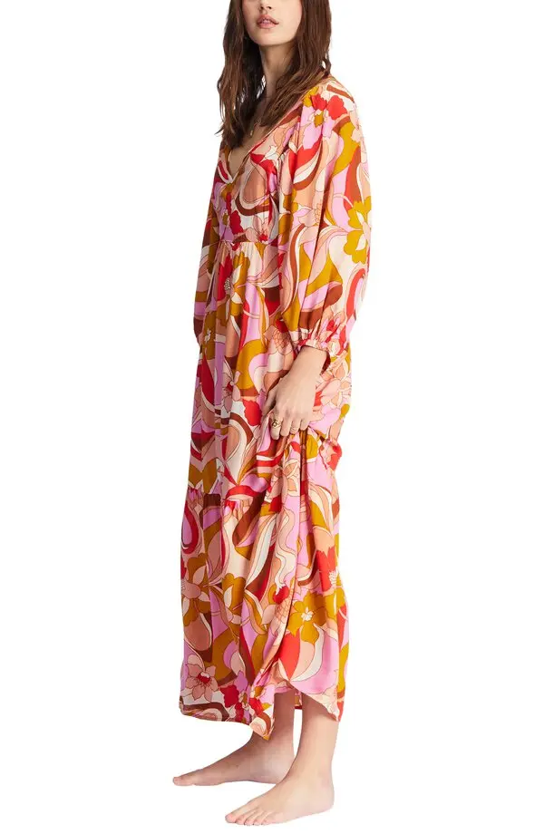 Billabong Pretty Groovy Floral Long Sleeve Maxi Dress In Multi - 25% Off |  Editorialist