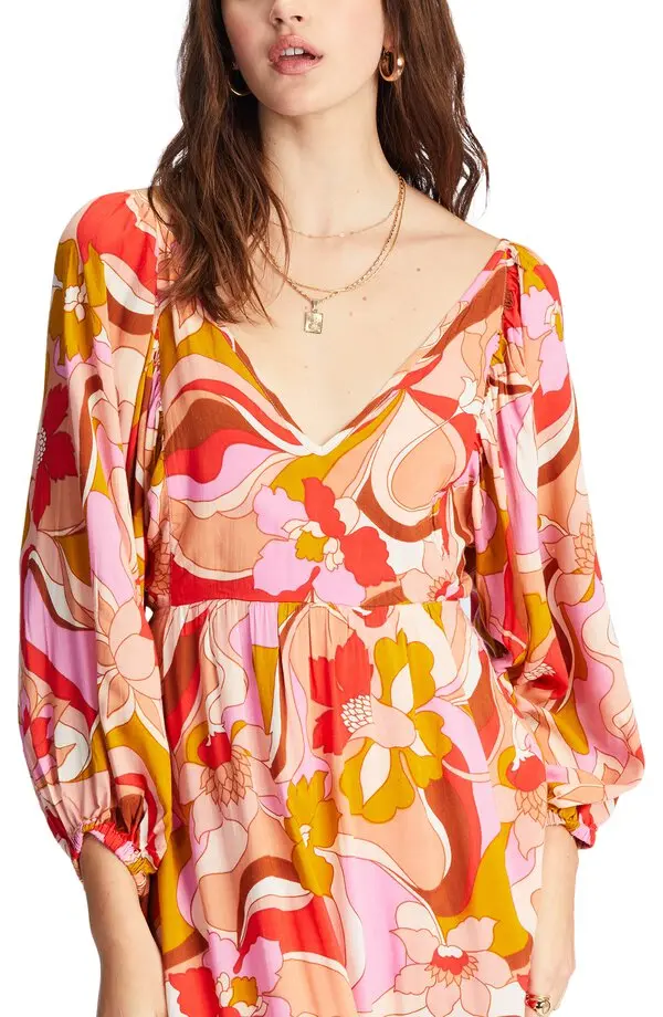 Billabong Pretty Groovy Floral Long Sleeve Maxi Dress In Multi - 25% Off |  Editorialist