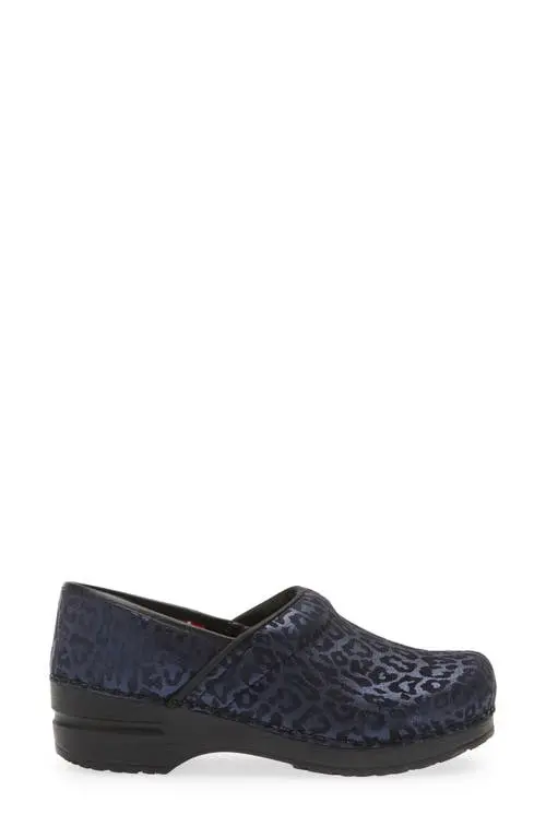 SANITA Pardus Leopard Print Clog - Navy