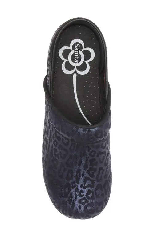 SANITA Pardus Leopard Print Clog - Navy
