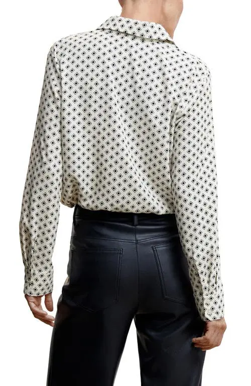 Mango Patterned Long Sleeve Button-up Shirt