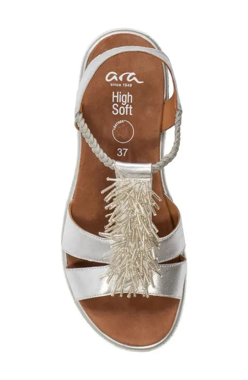 ARA Bristol Platform Sandals - Silver Metallic Leather