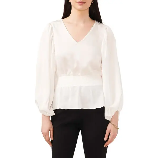 Chaus Tie Waist Long Sleeve Blouse - New Ivory