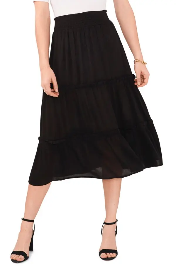 Chaus Tiered Midi Skirt - Black