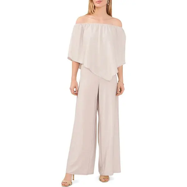 Chaus Glitter Off-the-shoulder Jumpsuit - Grey/silver