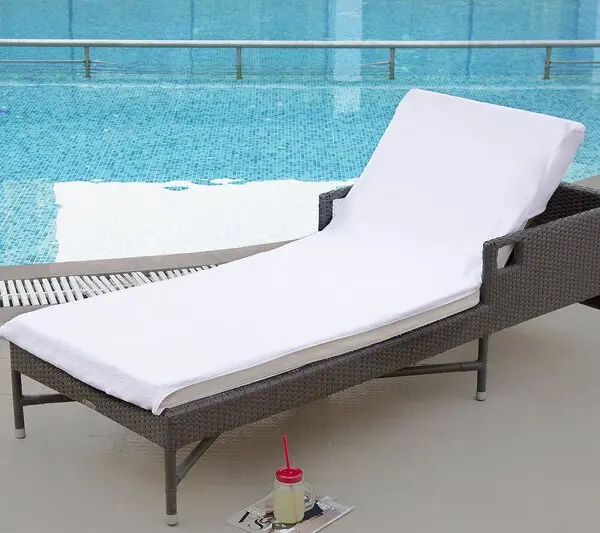 SUPERIOR Cotton Terry Patio Chaise Loungechair Lipcover White - One-color