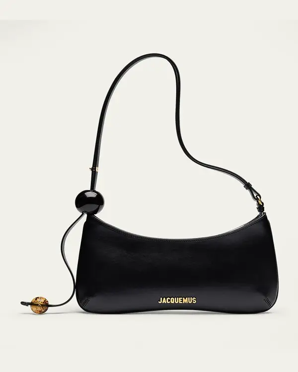 Jacquemus Le Bisou Perle Leather Shoulder Bag - Black