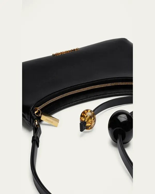 Jacquemus Le Bisou Perle Leather Shoulder Bag - Black