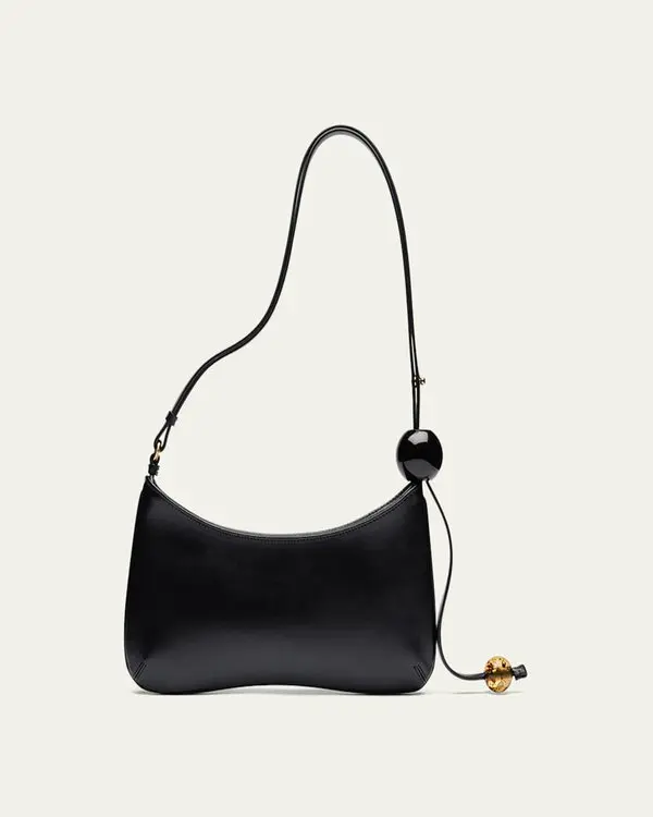 Jacquemus Le Bisou Perle Leather Shoulder Bag - Black