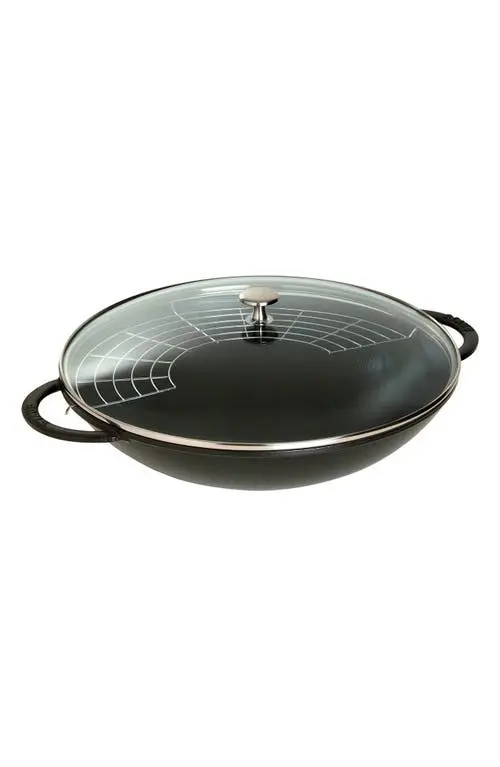STAUB 6-quart Enameled Cast Iron Wok With Lid - Matte Black