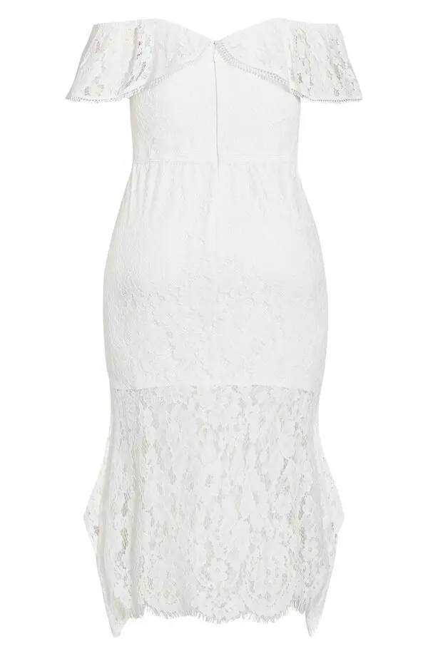 City Chic Angel Off The Shoulder Lace Dress In Ivory - 60% Off |  Editorialist