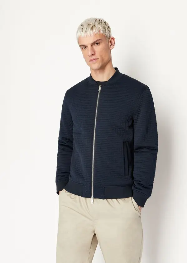 Armani Exchange Quilted Stretch Poly Jersey Jacket 98% Polyester 2% Elastane