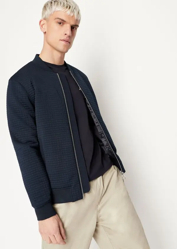 Armani Exchange Quilted Stretch Poly Jersey Jacket 98% Polyester 2% Elastane