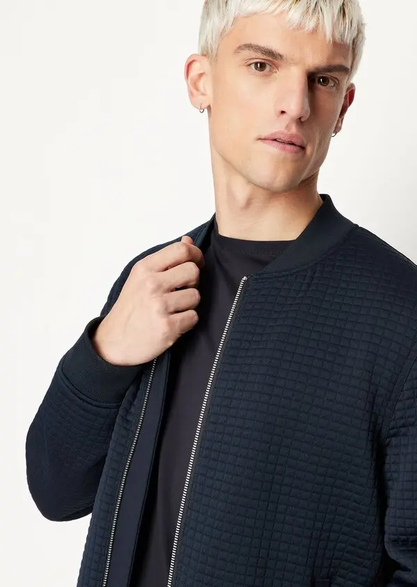 Armani Exchange Quilted Stretch Poly Jersey Jacket 98% Polyester 2% Elastane