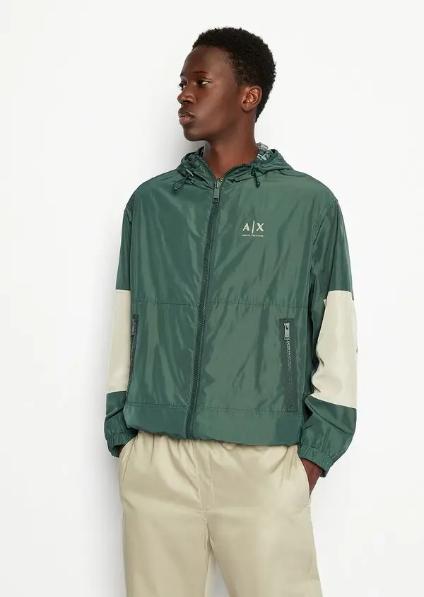 Armani Exchange Recycled Technical Fabric Zip Up Windbreaker
