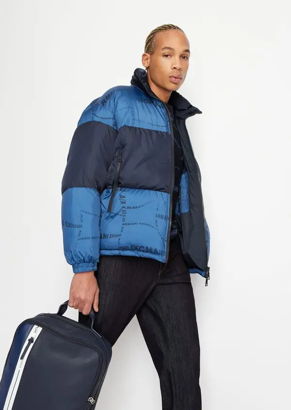 Armani Exchange Recycled Technical Fabric Puffer Jacket 100% Polyester