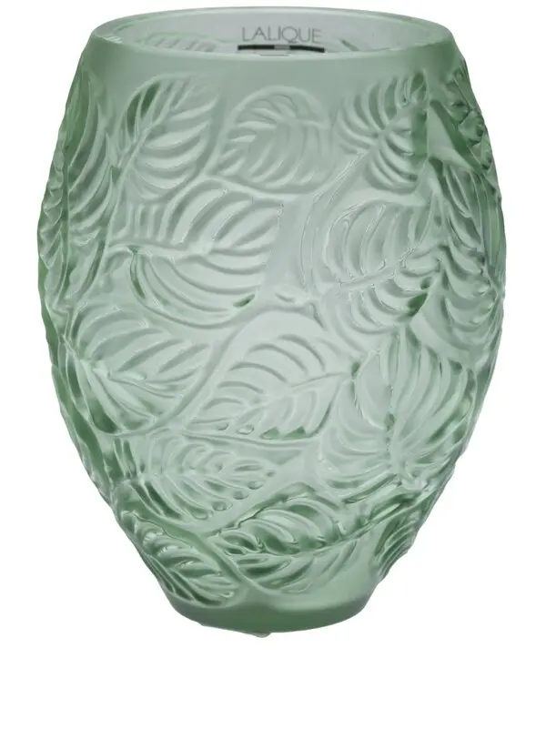 Lalique Feuilles Crystal Vase