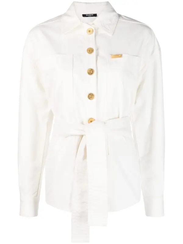 Balmain Logo-plaque Denim Shirt Jacket