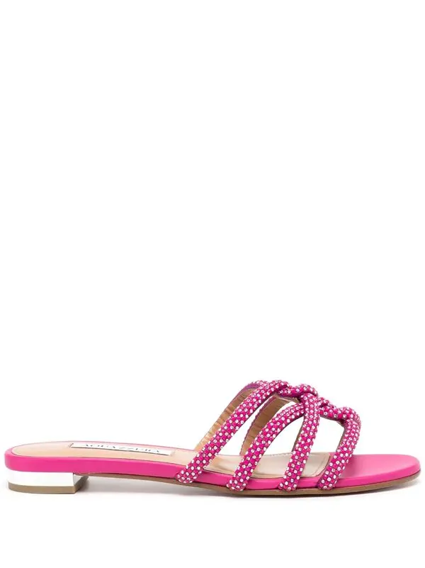 AQUAZZURA Crystal-embellished Flat Sandals - Pink