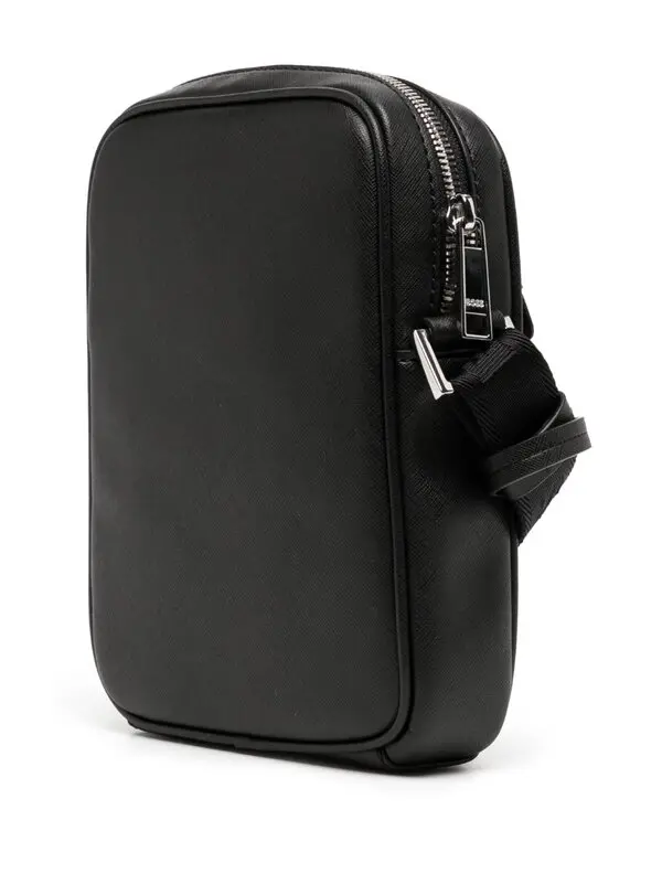 BOSS Leather Messenger Bag With Logo