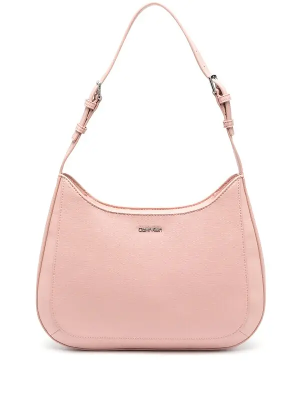 Calvin Klein Logo-embossed Grained Shoulder Bag - Pink