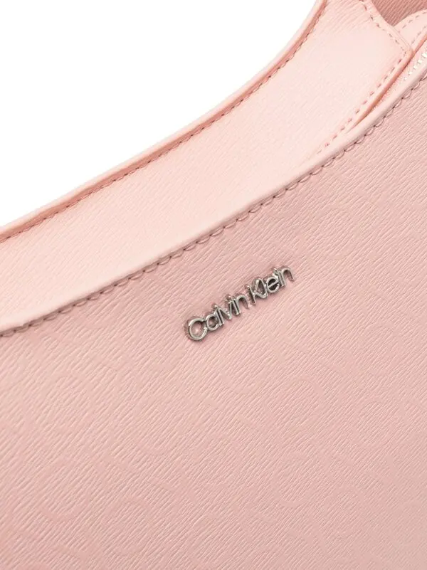 Calvin Klein Logo-embossed Grained Shoulder Bag - Pink