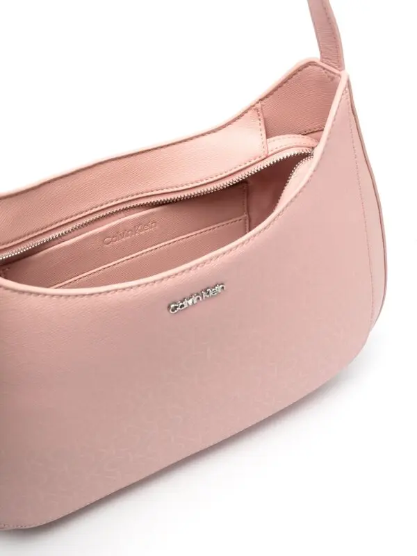 Calvin Klein Logo-embossed Grained Shoulder Bag - Pink