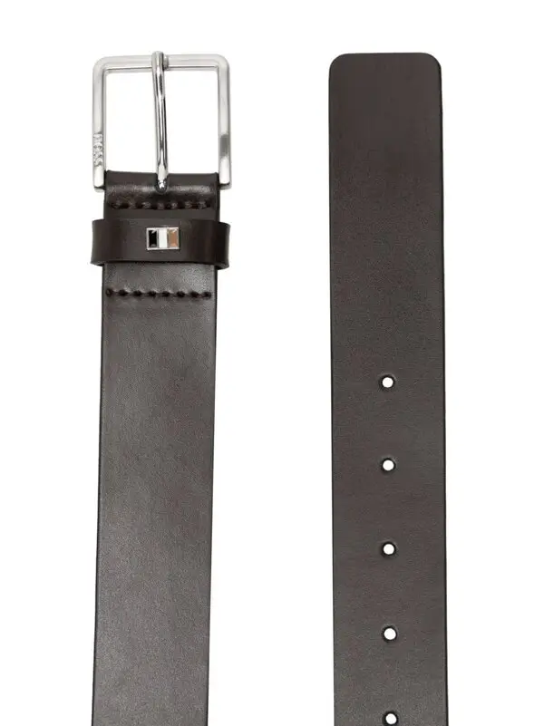 BOSS Italian-made Leather Belt With Signature Stripe Trim