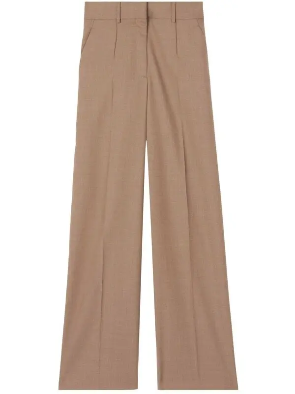 Burberry Wide-leg Wool Trousers - Neutrals