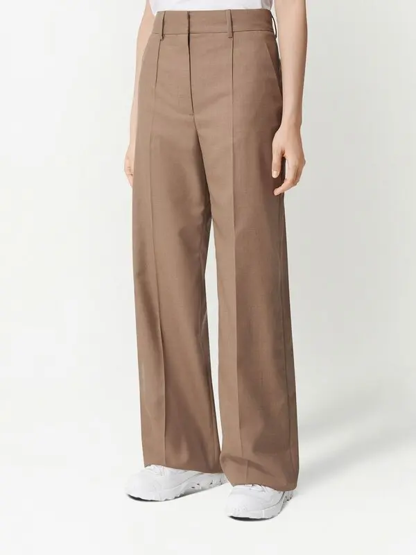 Burberry Wide-leg Wool Trousers - Neutrals