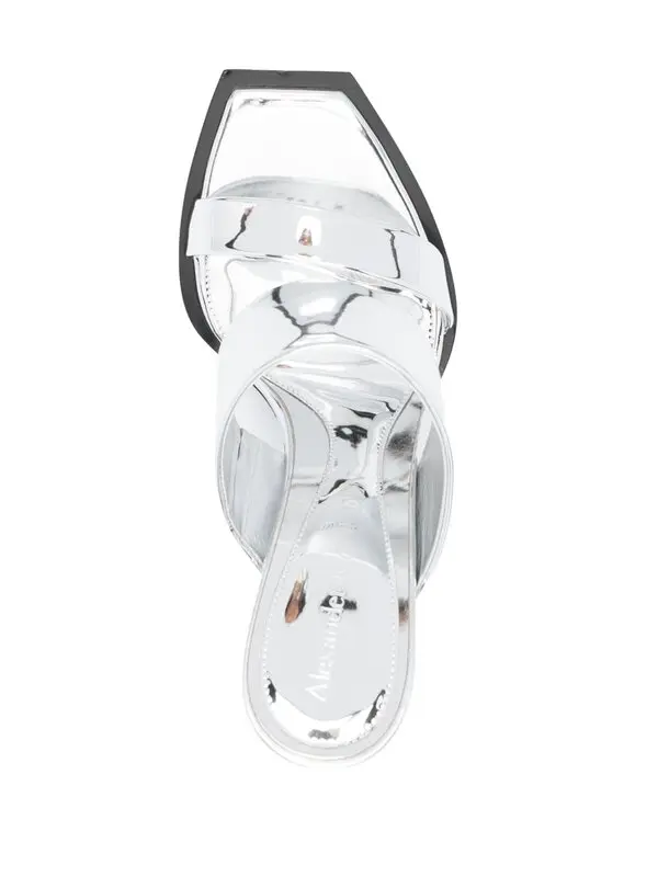 Alexander McQueen Shard 75mm Wedge Sandals - Silver