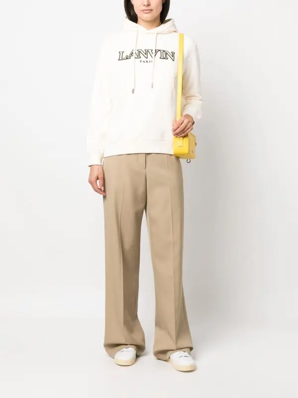 LANVIN Embroidered Logo Hoodie - Neutrals