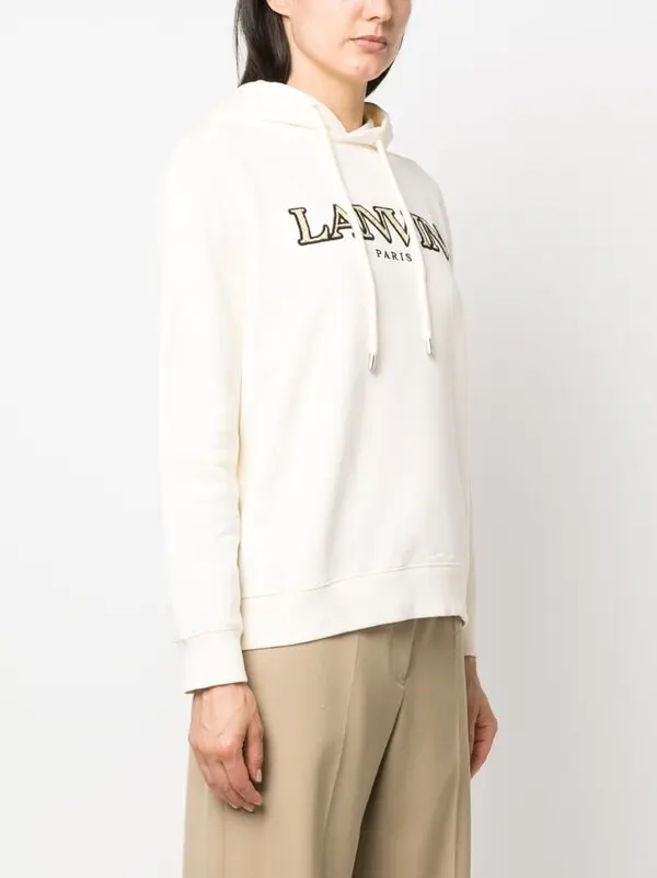 LANVIN Embroidered Logo Hoodie - Neutrals