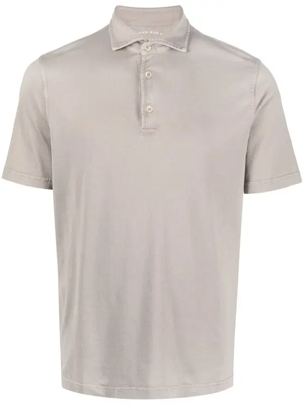 Fedeli Plain Cotton Polo Shirt - Grey