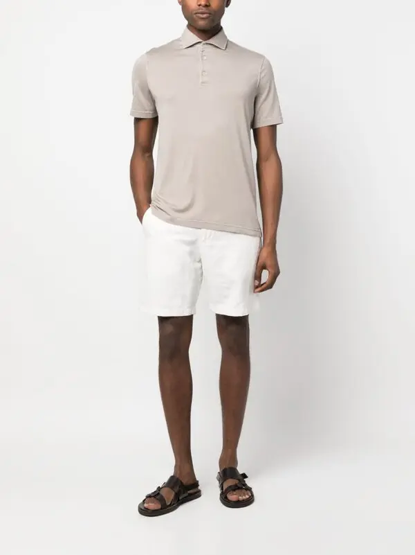 Fedeli Plain Cotton Polo Shirt - Grey
