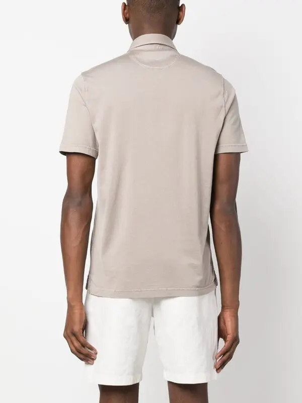 Fedeli Plain Cotton Polo Shirt - Grey