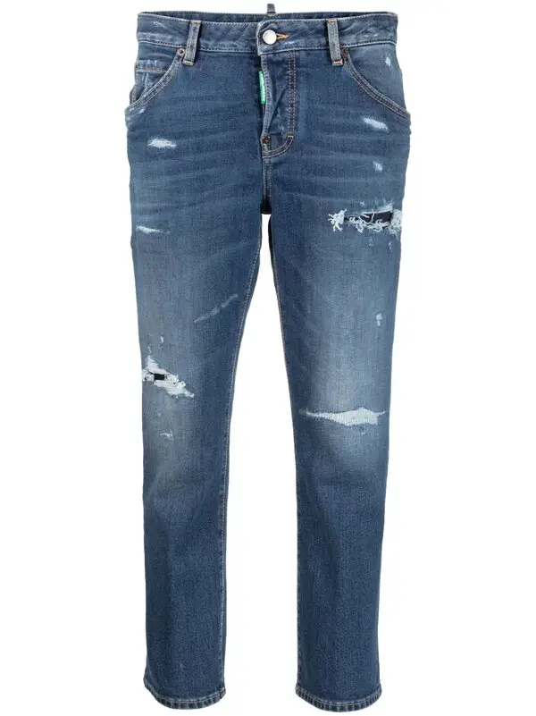 Dsquared2 Distressed Slim-fit Cropped Jeans