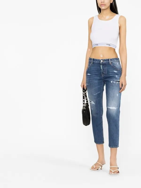 Dsquared2 Distressed Slim-fit Cropped Jeans