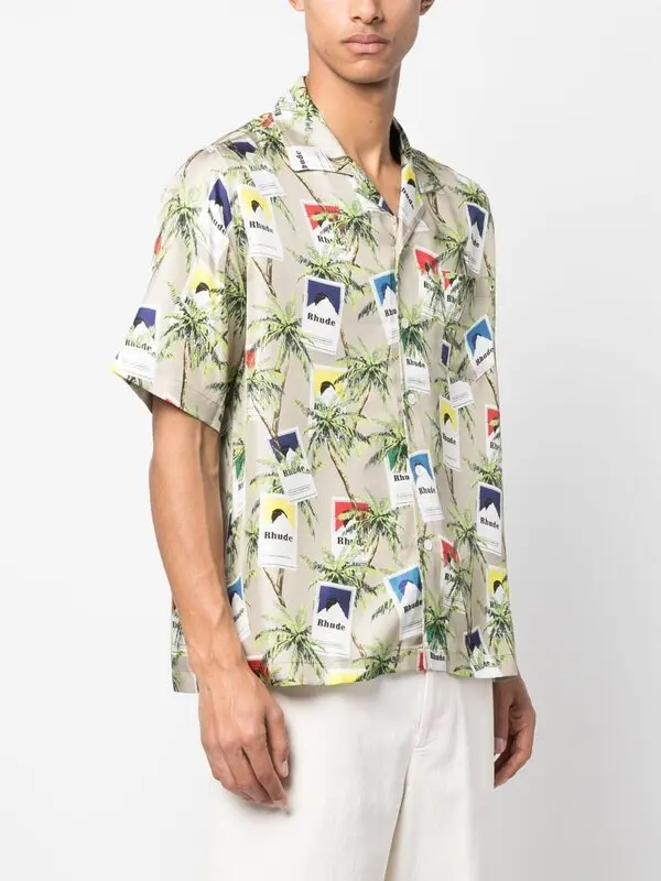 Rhude Cigarette-print Silk Shirt