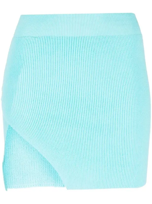 LANEUS Ribbed-knit Asymmetric Miniskirt