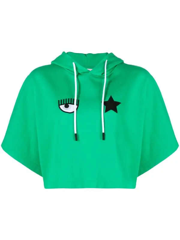CHIARA FERRAGNI Eye-like Motif Cropped Hoodie